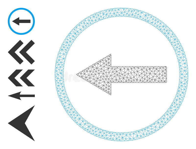 Web Net Left Rounded Arrow Icon with Simple Pictograms Stock ...