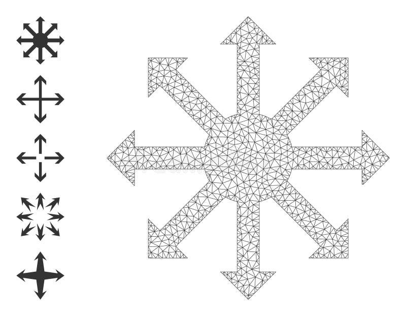 Web Net Radial Arrows Icon with Simple Symbols Stock Vector ...