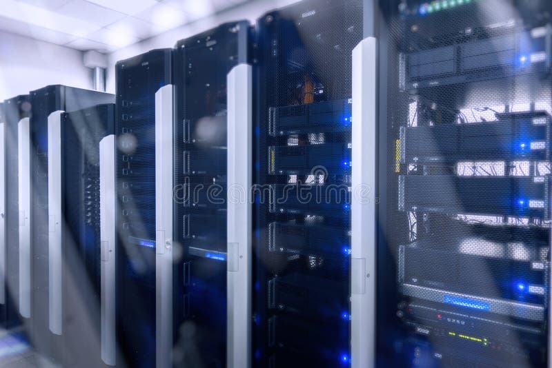 Web Network, Internet Telecommunication Server Room Stock Image - Image ...