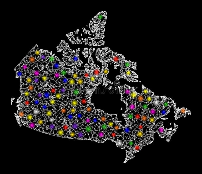 Web Network Map of Canada with Colorful Light Spots Stock Vector ...
