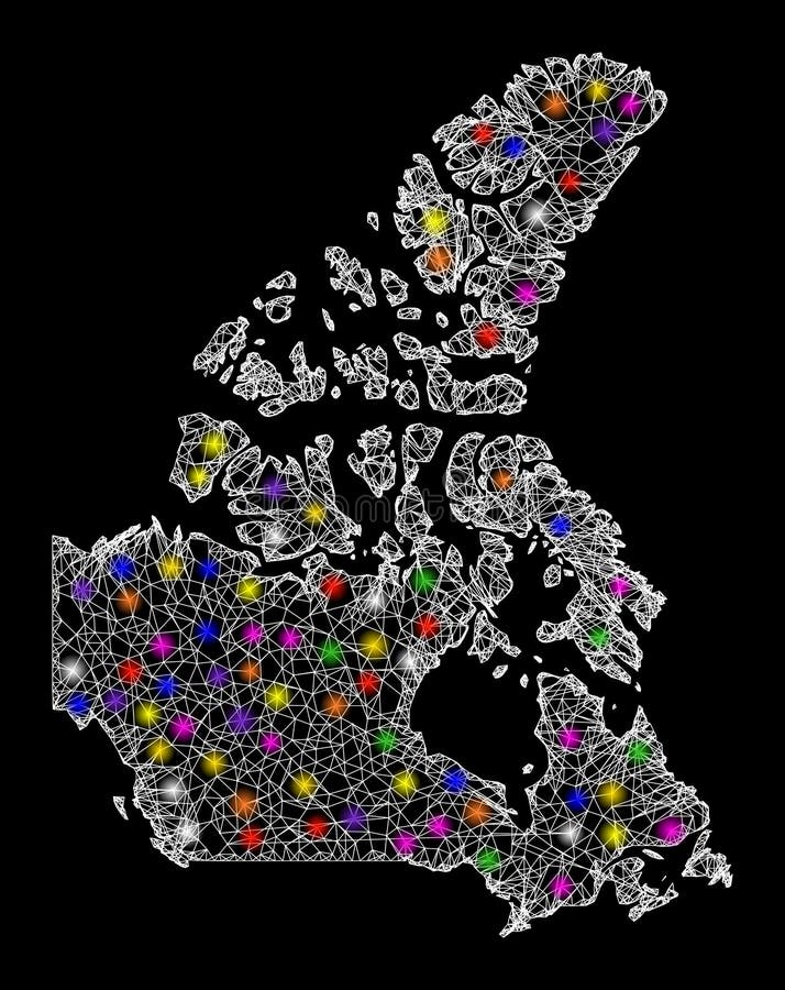 Web Network Map of Canada with Colorful Light Spots Stock Vector ...