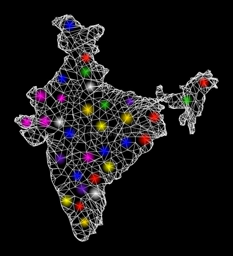 Web Network Map of India with Shiny Light Spots Stock Vector ...