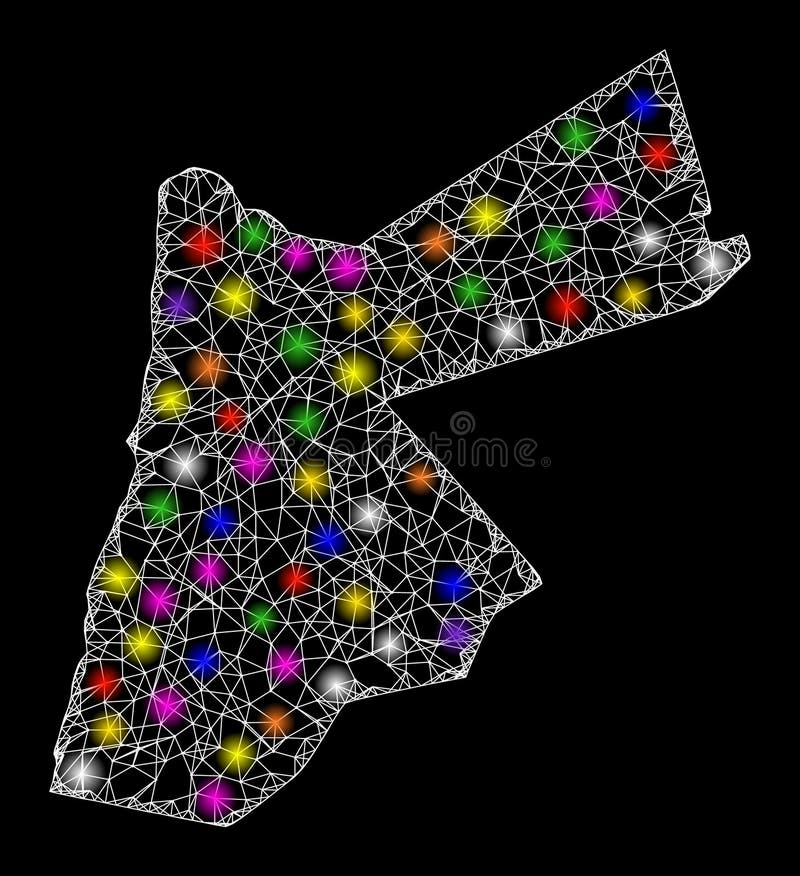 Web Network Map of Jordan with Shiny Light Spots Stock Vector ...