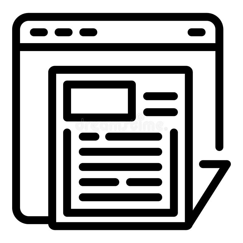 Web Newspaper Icon, Outline Style Stock Vector - Illustration of ...