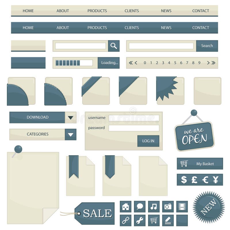 Blue web objects stock vector. Illustration of internet - 15369896