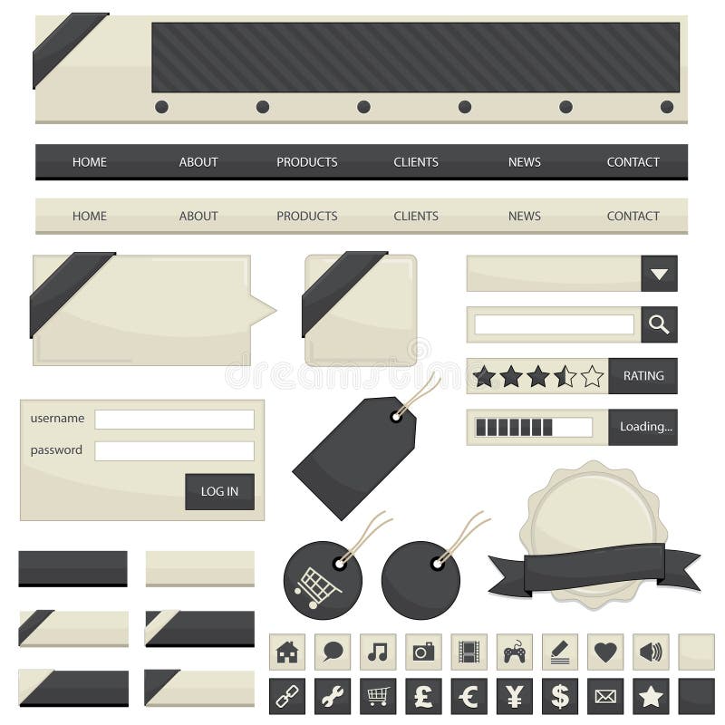 Web objects stock vector. Illustration of login, rating - 15393159