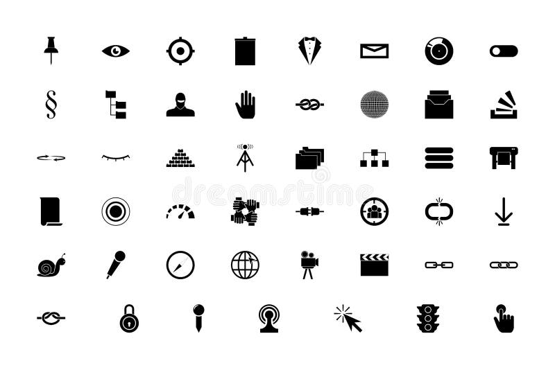 Web Objects Black Color Set Solid Style Flat Vector Image Stock Vector ...