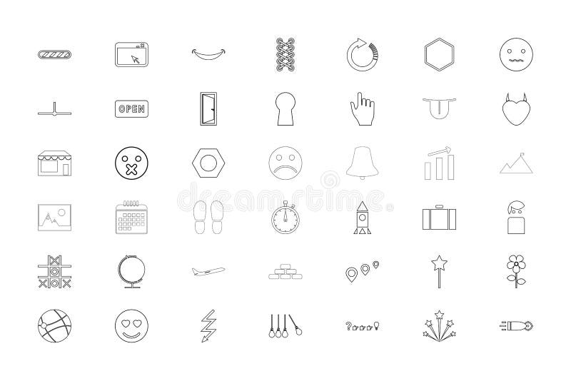 Web Objects Different Black Color Set Outline Style Flat Vector Image ...