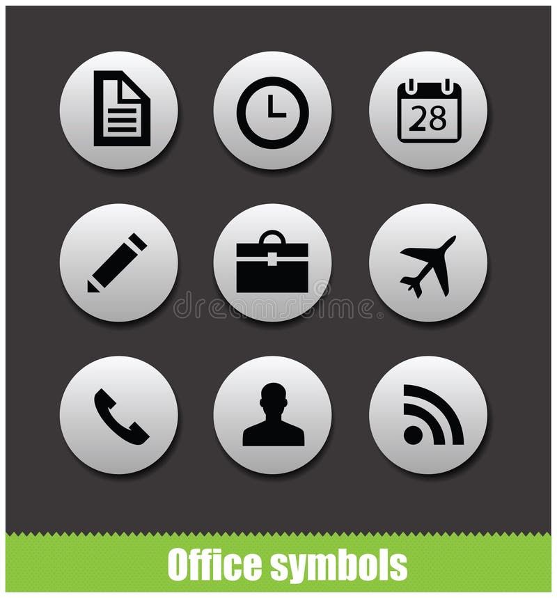 Web Office Circle Pictogram Symbols Stock Vector - Illustration of case ...