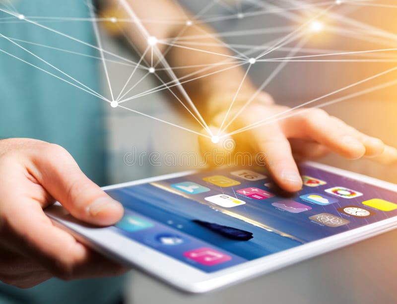 Web Operating System Screen and Network Connection Displayed on Stock ...