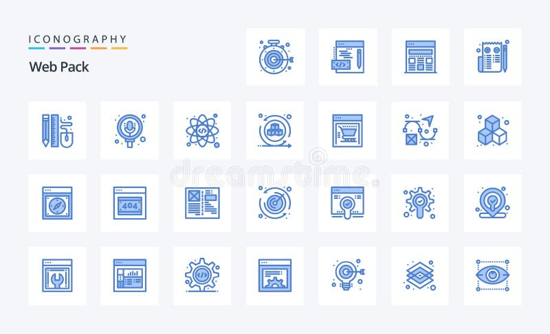 25 Web Pack Blue icon pack stock vector. Illustration of creative ...