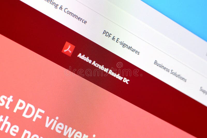 Web Page of Adobe Acrobat Reader Product on Official Website on the ...