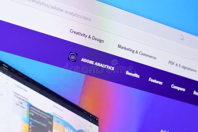 Web Page of Adobe Analytics Product on Official Website on the Display ...