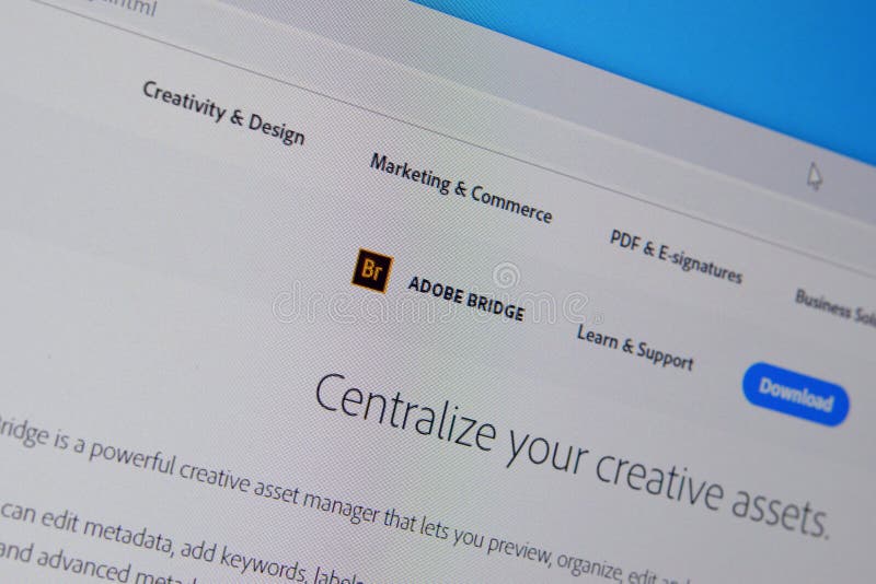 Web Page of Adobe Bridge Product on Official Website on the Display of ...