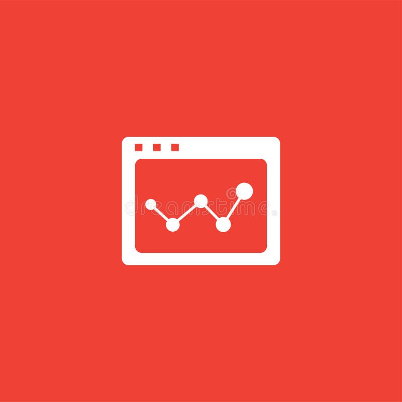 Web Page Analysis Icon on Red Background. Red Flat Style Vector ...
