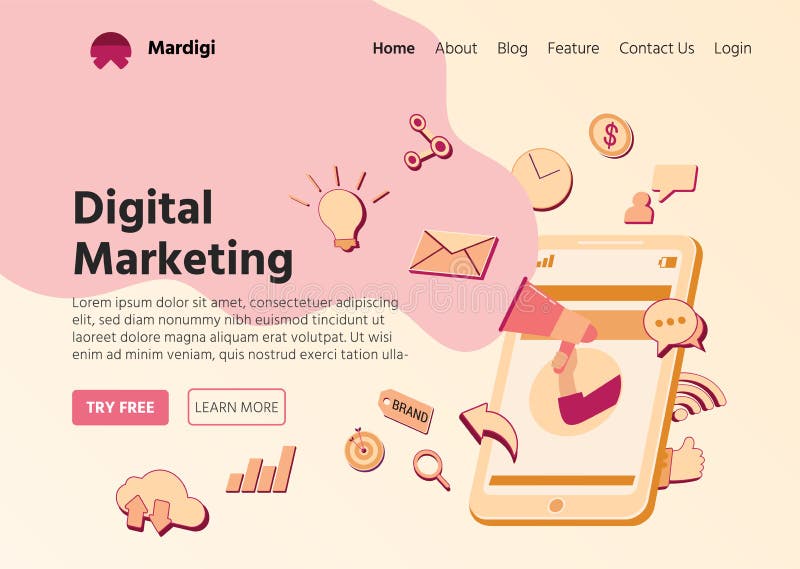 Web Page Background for Business, Digital Marketing Geometric with ...