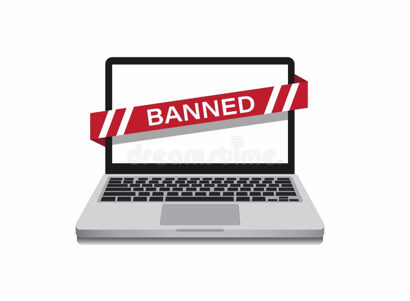 Web Page Banned on Laptop Screen, Security Blocked Illegal Web Symbol ...
