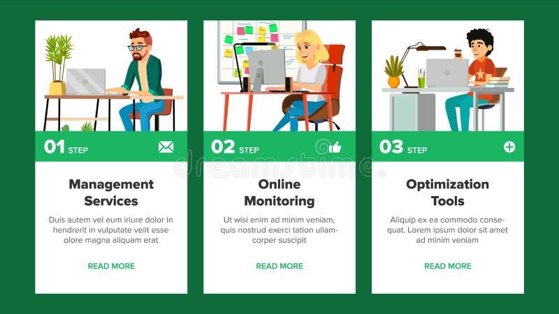 Web Page Banners Vector. Business Landing. Professional Team. Cartoon ...