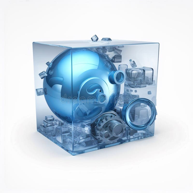 Web Page Configuration Icon Blue Frosted Glass Transparent. Generative ...