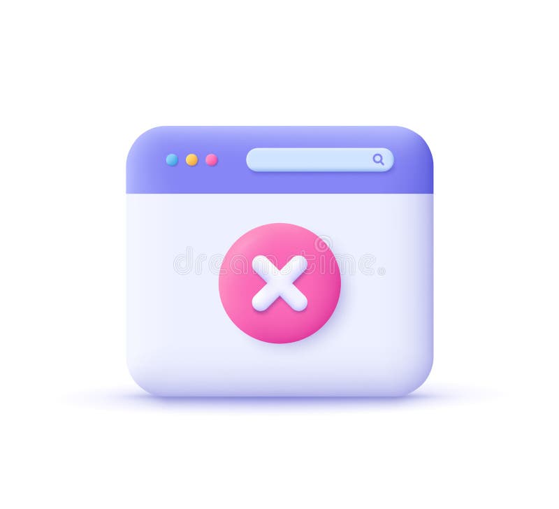 Web Page with Decline X Cross Sign. Website Window Access Denied ...