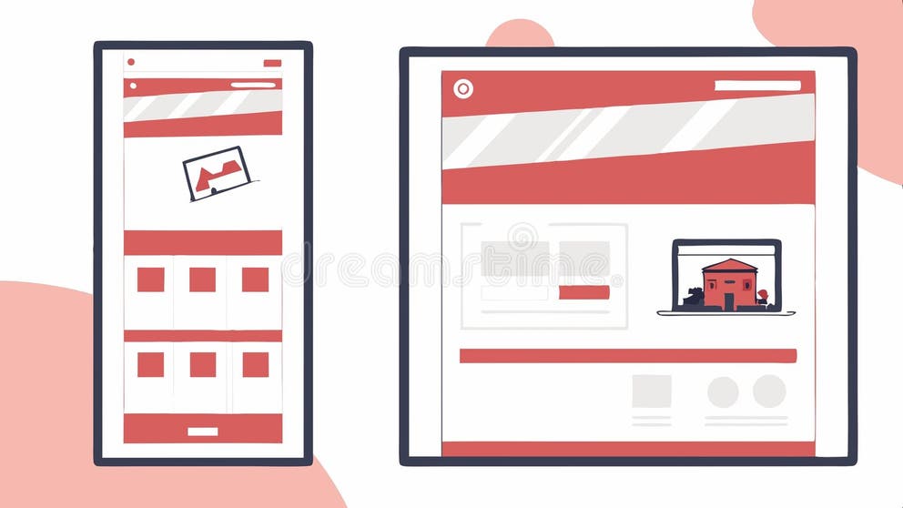Web Page Design on Devices, Responsive Layout and Digital Interface Vector Design Generative AI ...