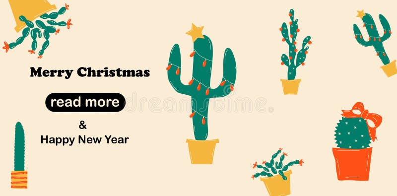 Web Page Design Template. Christmas Cactus, Stock Vector - Illustration ...