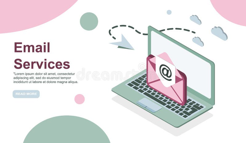 Web Page Design Template. Email Service Isometric Vector Illustration ...