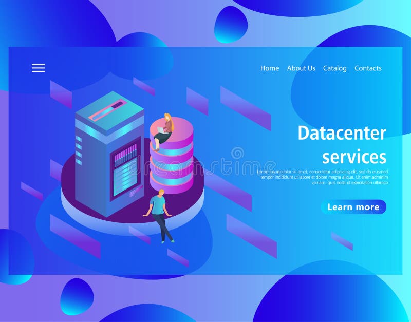 Web Page Design Template for Hosting and Data Center, Big Data Processing Stock Vector ...