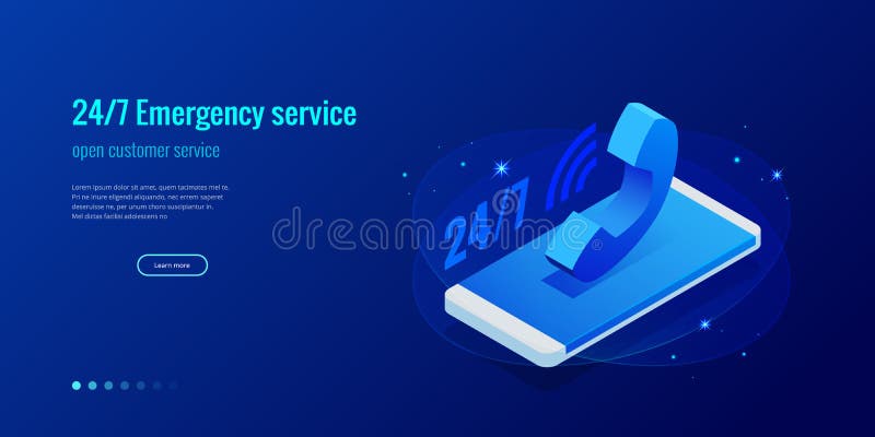 Web Page Design Templates for Call Center Support 24-7. Isometric 24 ...