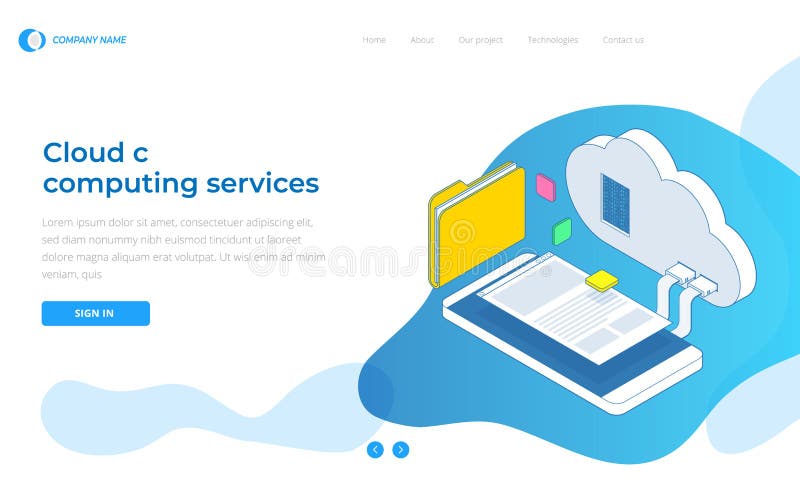 Web Page Design Templates Cloud Computing Concept. Isometric Cloud ...