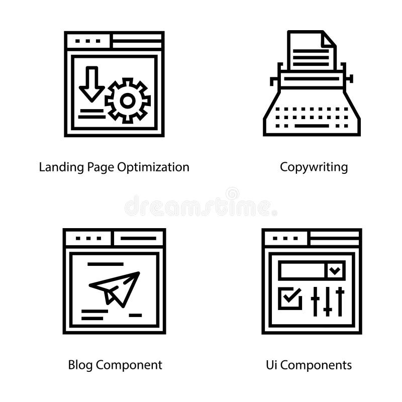 Web Page Interface Line Icons Stock Illustration - Illustration of ...