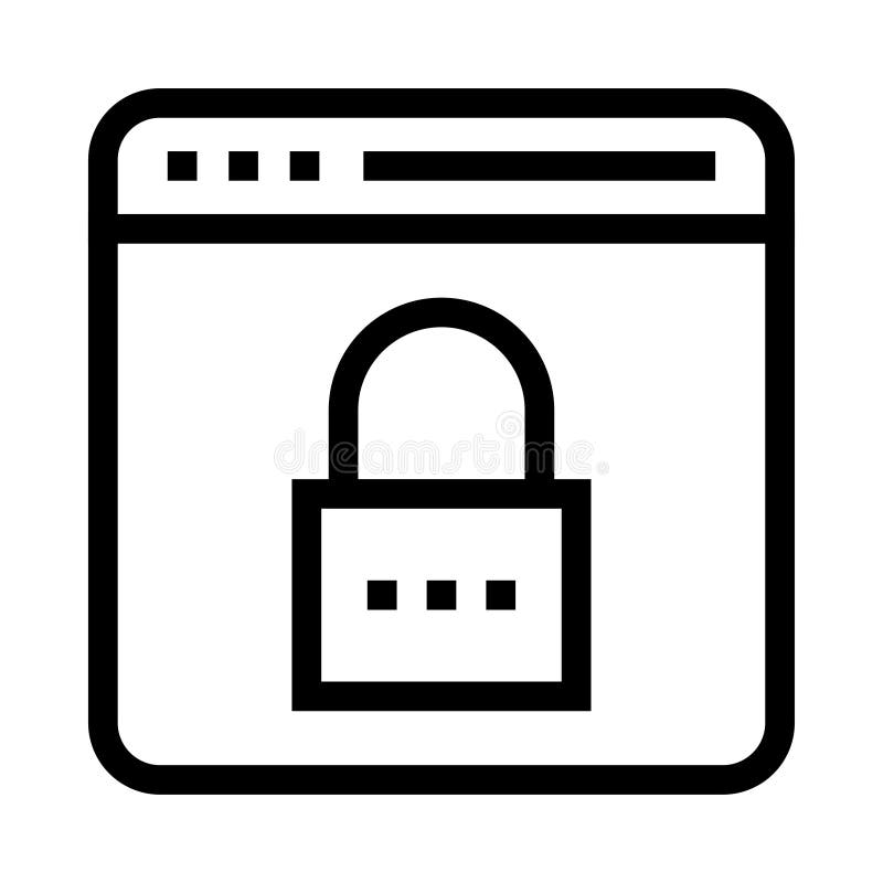 Web Page Lock Vector Line Icon Stock Vector - Illustration of security ...