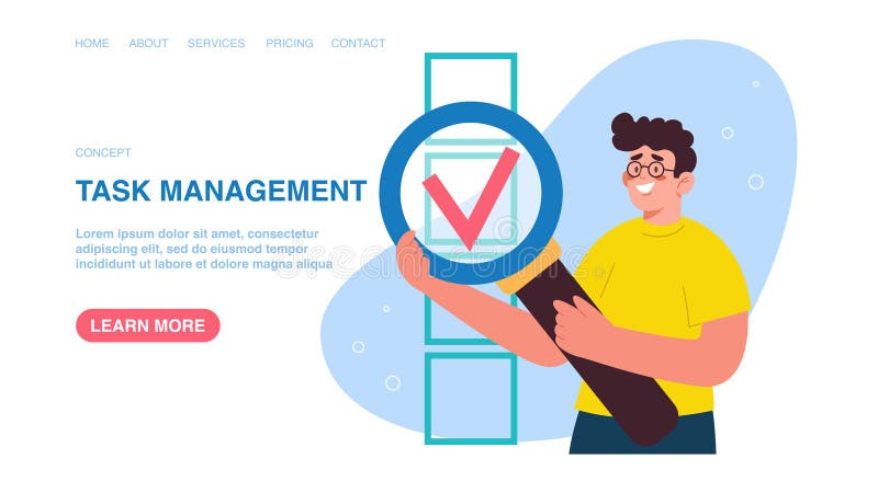 Web Page with Man with Magnifier Points To Tick Stock Vector ...