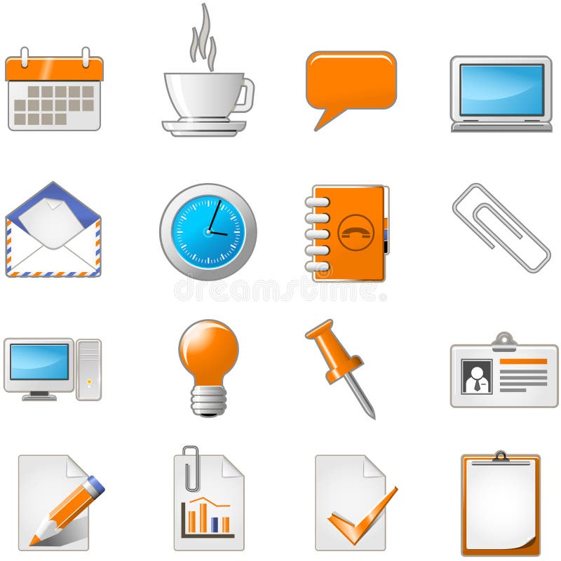 Web Page or Office Theme Icon Set Stock Vector - Illustration of ...
