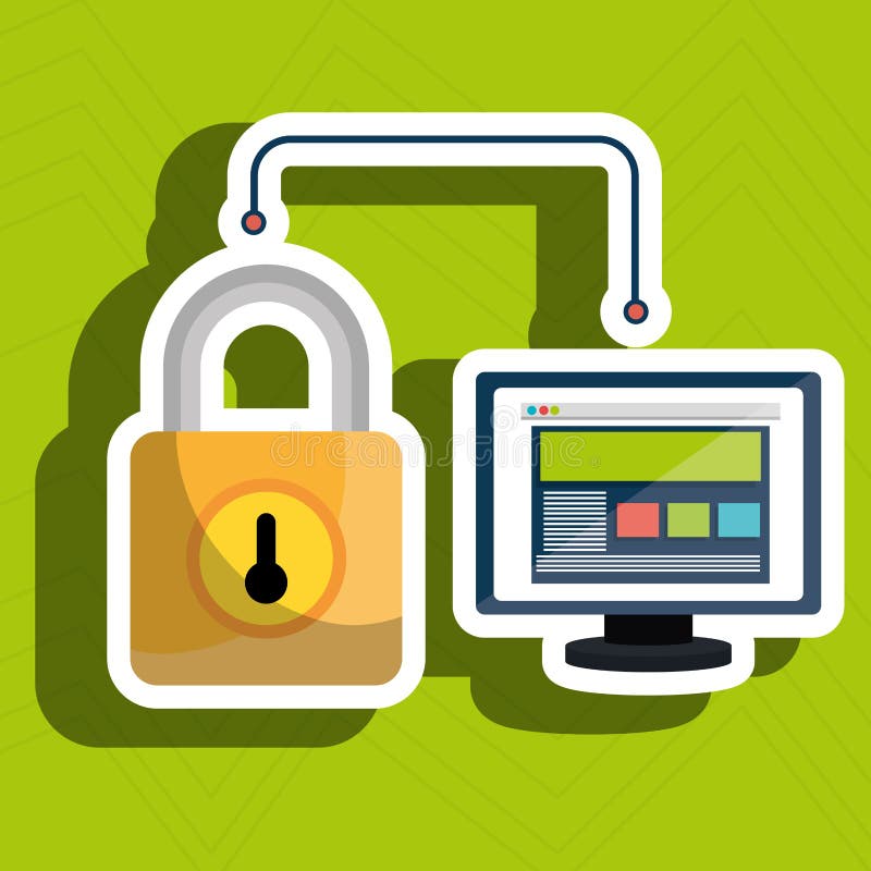Web Page Padlock Secure Screen Stock Illustration - Illustration of ...