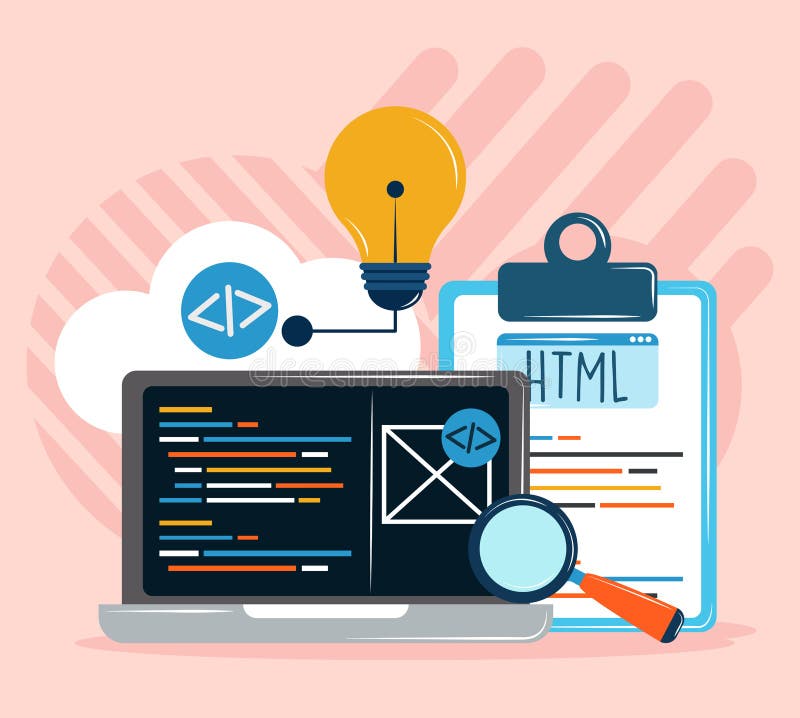 Programming and Web Development Stock Vector - Illustration of coding, technology: 235010930