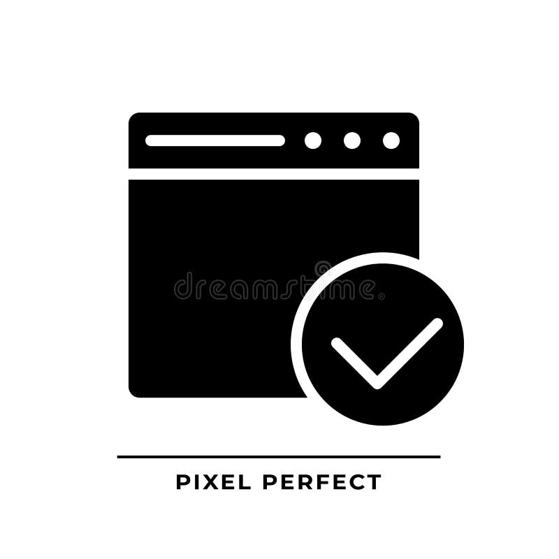 Web Page with Tick Black Glyph Icon Stock Vector - Illustration of ...