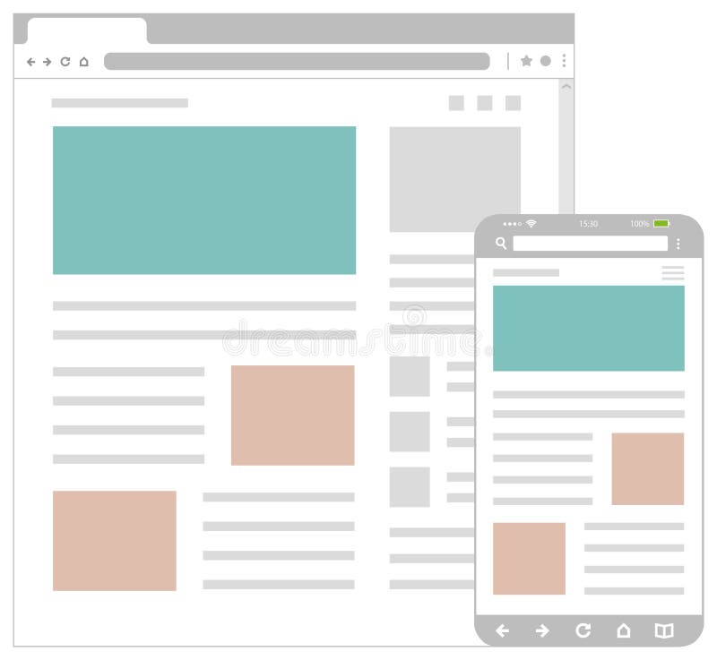 Web Pages Wireframe Layout Illustration / Web Design Template for PC ...
