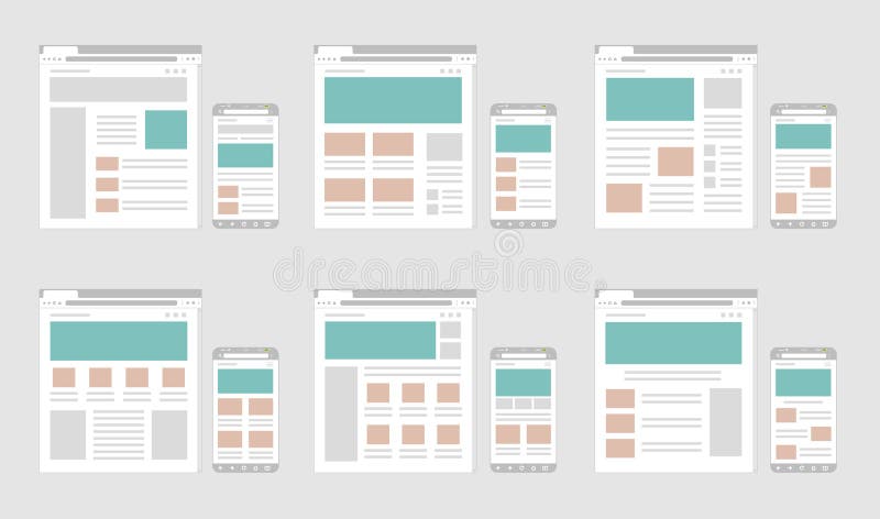 Wireframe UI, UX and GUI Layout with Different Login Screens. Stock ...