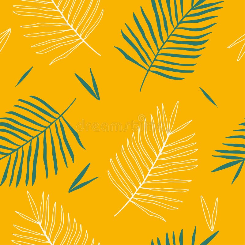 Palm Tree Branches Seamless Vector Pattern. Stock Vector - Illustration of graphic, summer ...