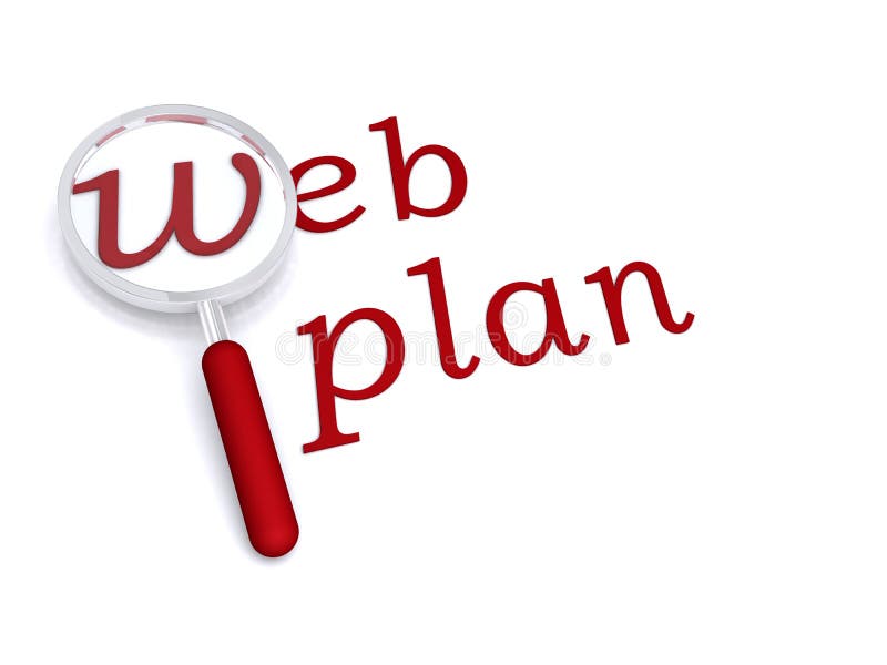 Web Plan with Magnifying Glass Stock Illustration - Illustration of ...