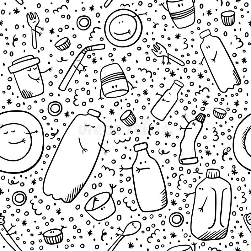 Plastic Pattern. Sorting Plastic Doodles Stock Vector - Illustration of ...