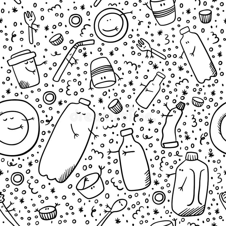 Plastic Pattern. Sorting Plastic Doodles Stock Vector - Illustration of ...