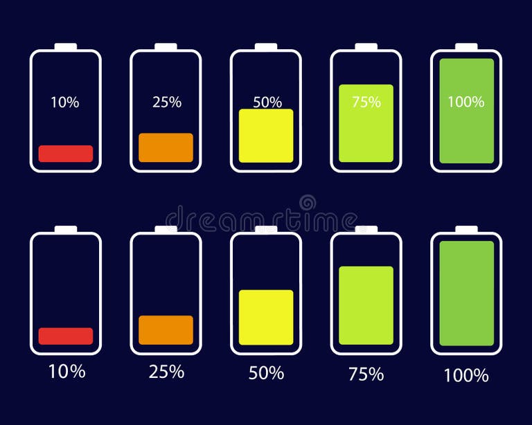 Power Level Icon on the Smartphone Battery. Stock Vector - Illustration ...