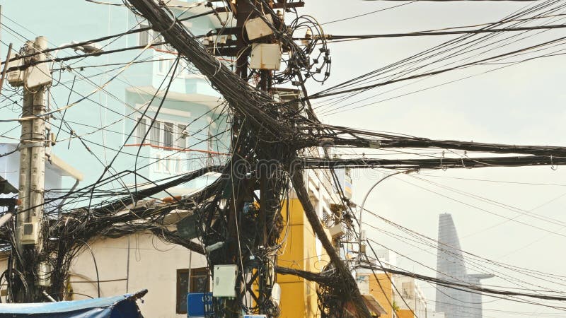 Power Lines in the City Streets of Boracay. Philippines. Stock Image ...
