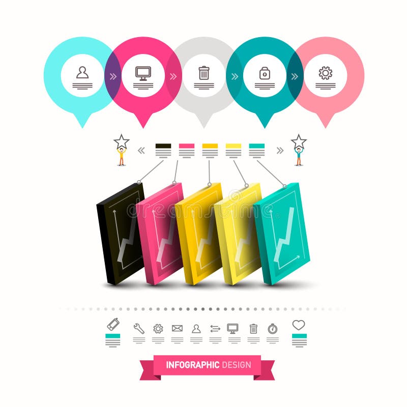 Data Flow Diagram with Bulb and Icons. Infographic Design. Company ...