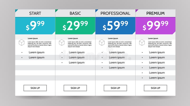Web Pricing Table Design for Business .vector Infographics Template ...