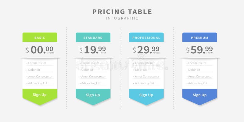 Web pricing table template stock vector. Illustration of list - 198724518