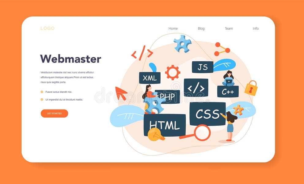 Web Programming Web Banner Or Landing Page Coding Testing Stock Vector Illustration Of