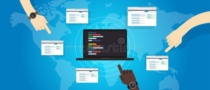 Web Programming Collaboration Team Line of Code Hand Together Multiple ...